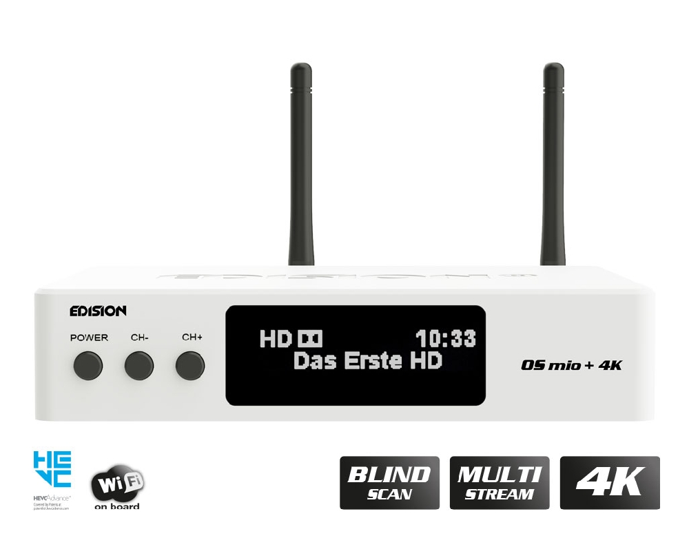 RECEIVERS / LINUX / OS MIO+ 4K S2X + S2/T2/C White