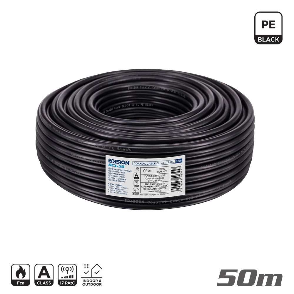 CABLES / COAXIAL / COAXIAL Cable OCX-50 CU AL Fca PE Black 50m
