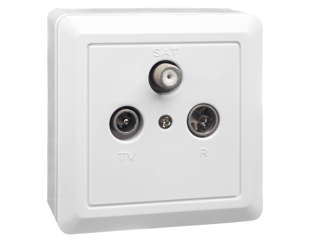 WALL SOCKETS / THREE-WAY / OUTLET KIT 3-Hole TV-R-SAT Through TVK-800